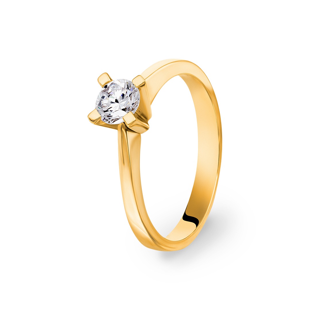 Solitärring 750/18 K Gelbgold mit Zirkonia Ø 56