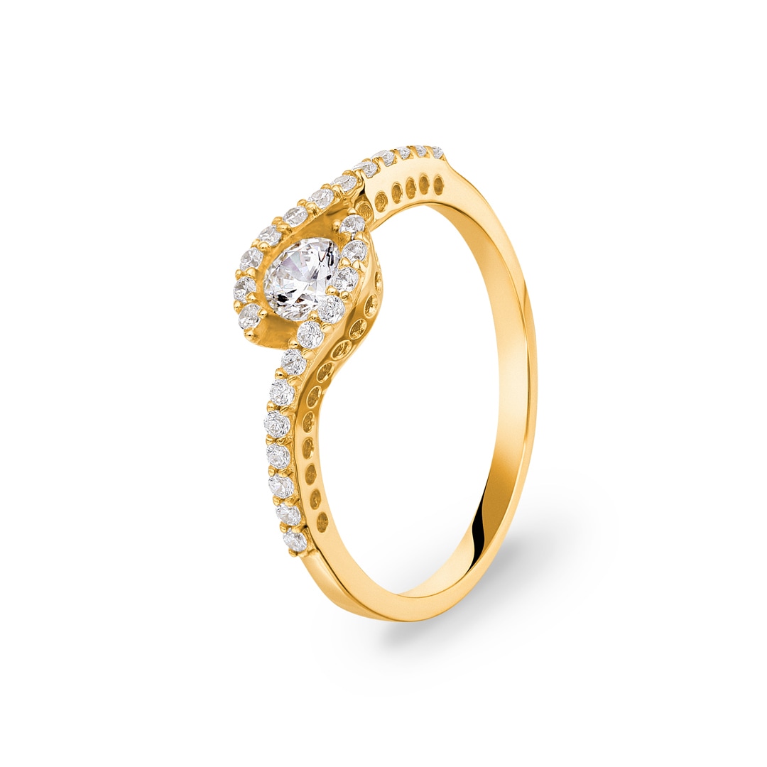 Spannring 750/18 K Gelbgold mit Zirkonia Ø 54