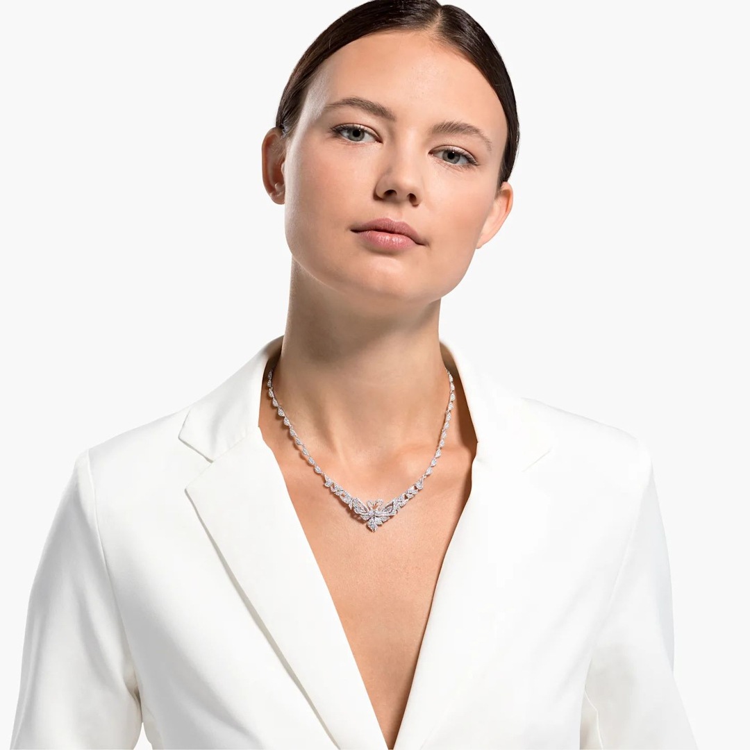 Swarovski Dancing Swan Collier weiss rhodiniert