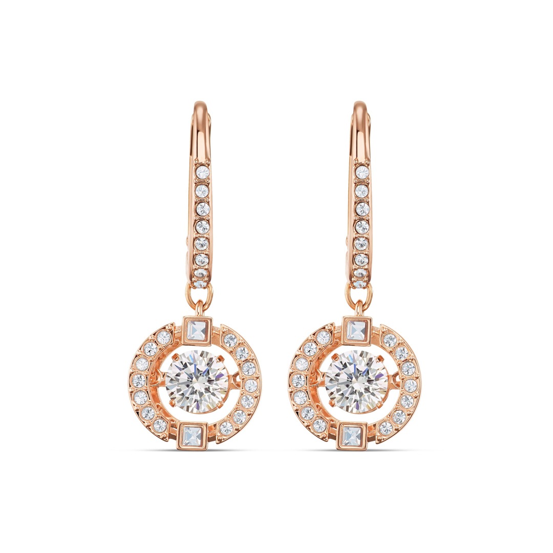 Swarovski Sparkling Dance Round Ohrringe, weiss, rosé vergoldet
