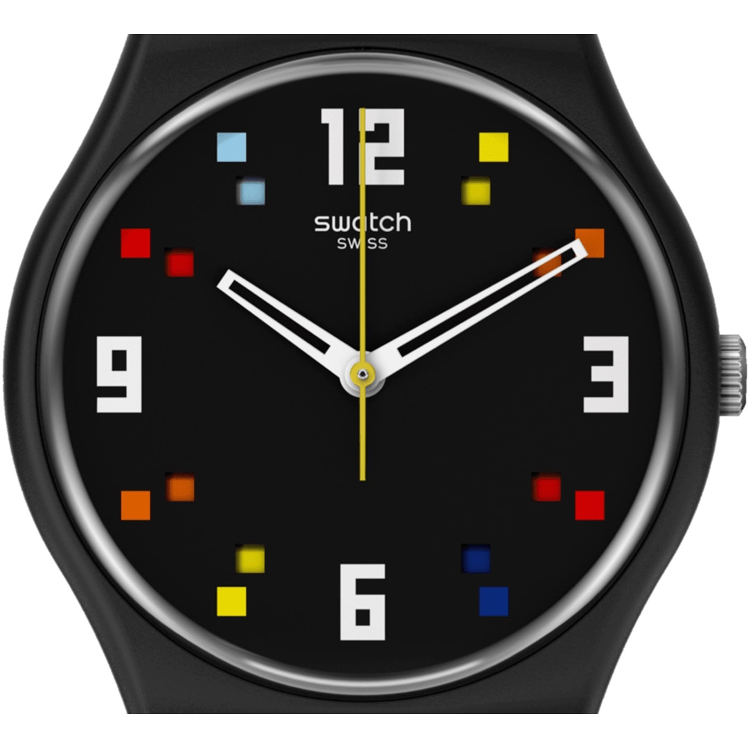 SO28B705 | Swatch Original 34 Biosourced Black Carousel Squares
