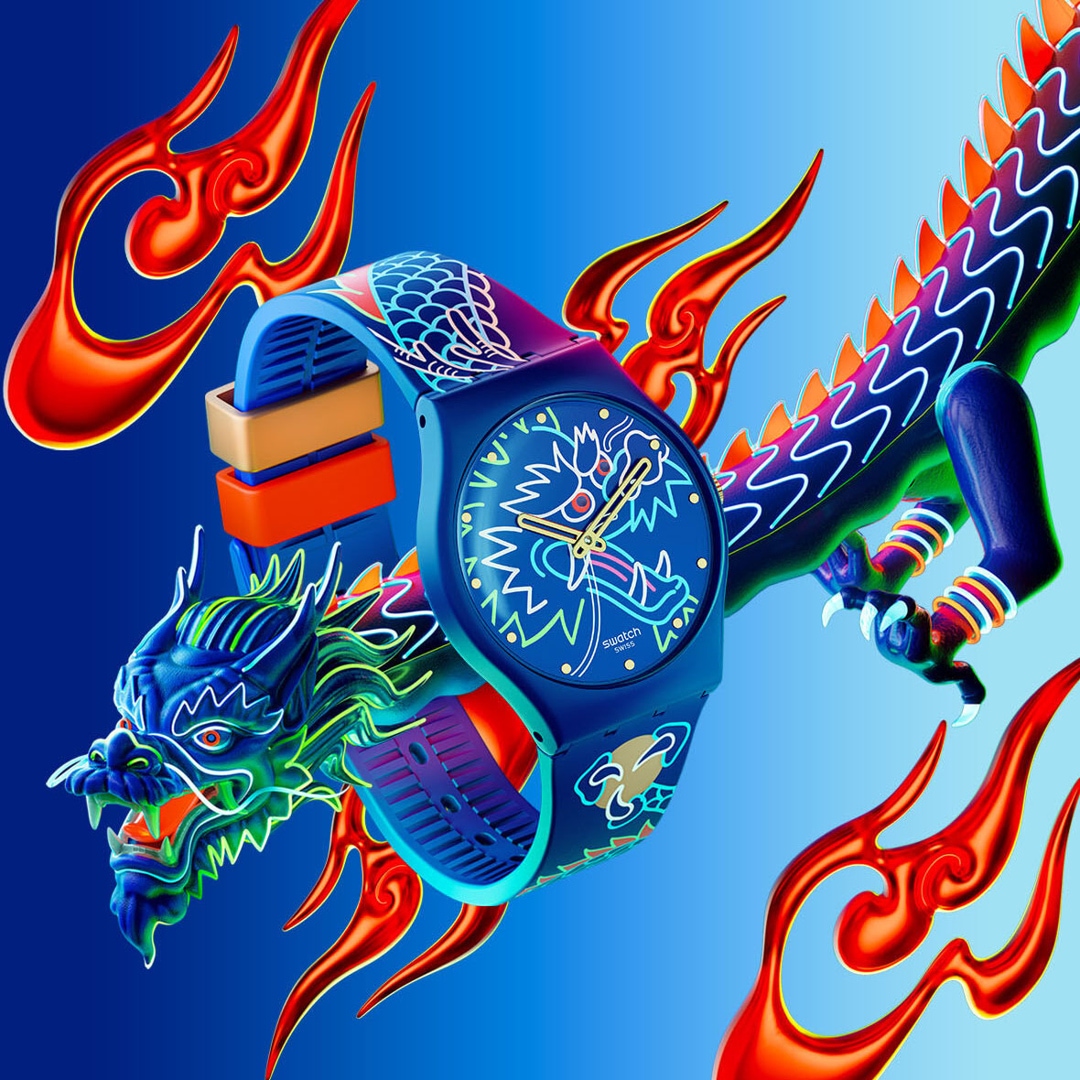SO28Z125 | Swatch Original 34 Biosourced Dragon in Waves