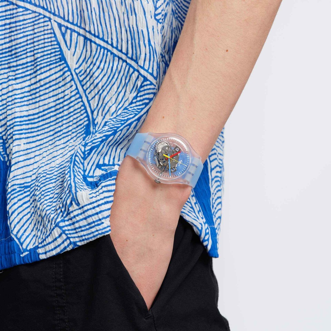 SUOK156 | Swatch Original 41 Clearly Blue Striped