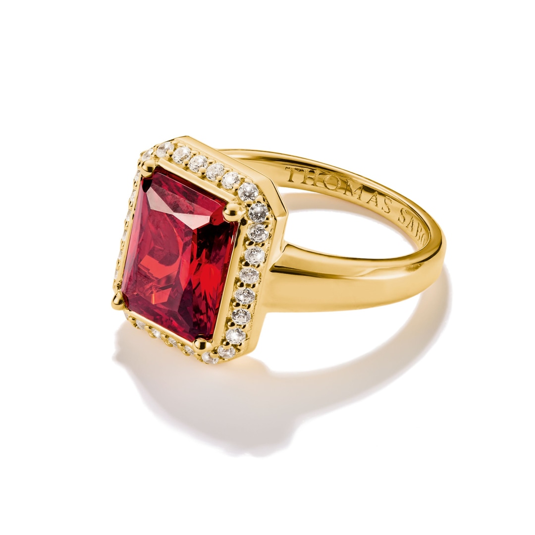 Ring Gold Mit Rotem Stein
