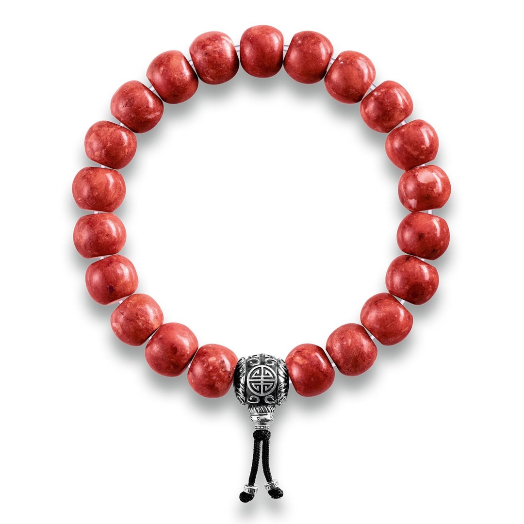 Thomas Sabo Sterling Silver Rebel at Heart Bracelet Power Bracelet Ethnique Rouge Bijou homme A1705 062 10