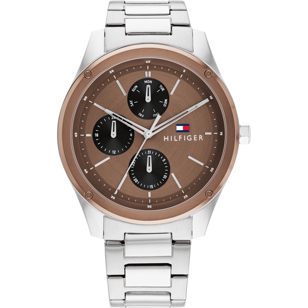 1710533 | Tommy Hilfiger Tyler Day Date Silver / Brown