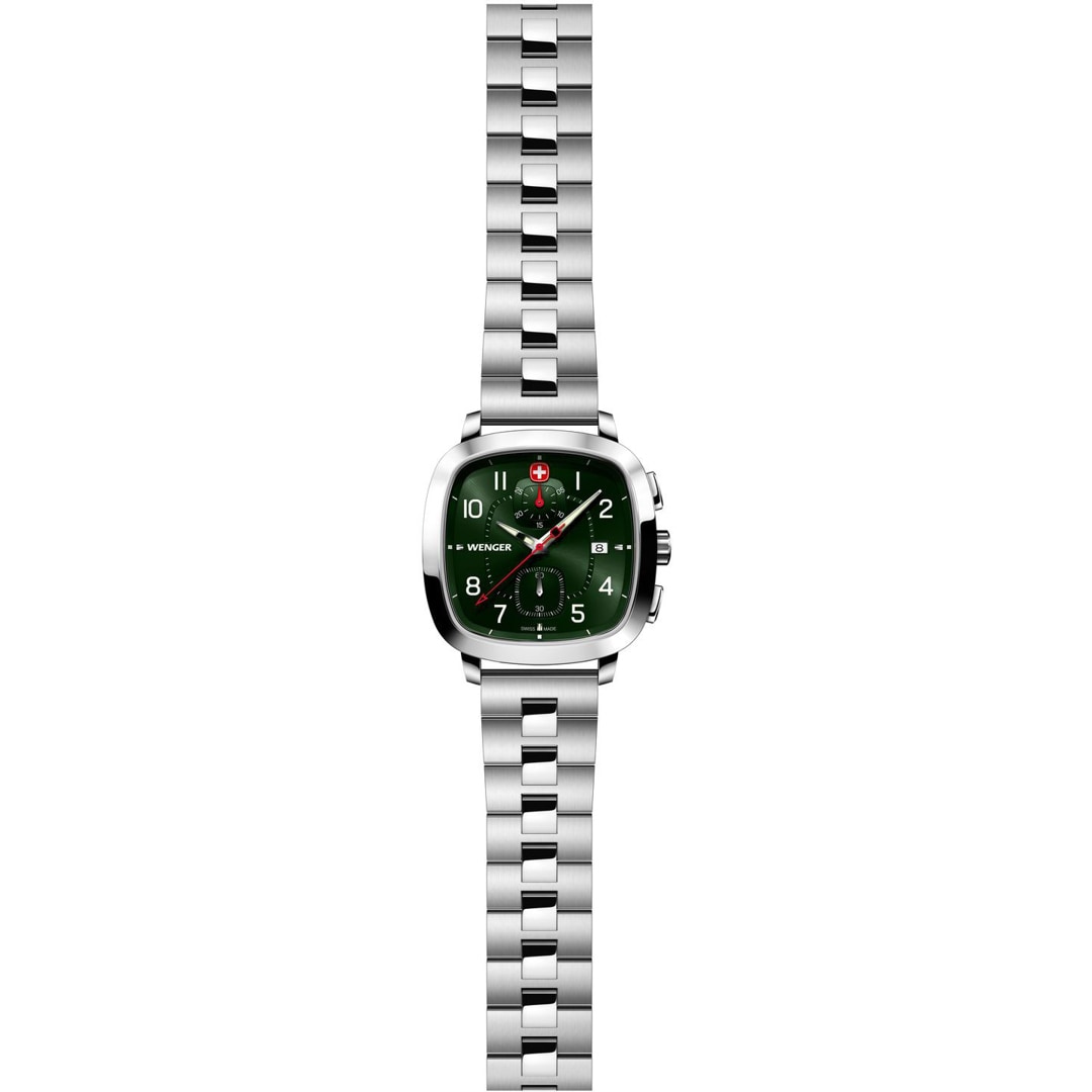 Wenger Vintage Sport Chrono Ø 39.5mm Silbrig / Grün | 01.1933.112