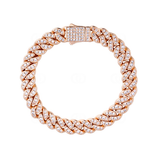 8mm Cuban Link Panzerarmband Rosé vergoldet mit Zirkonia