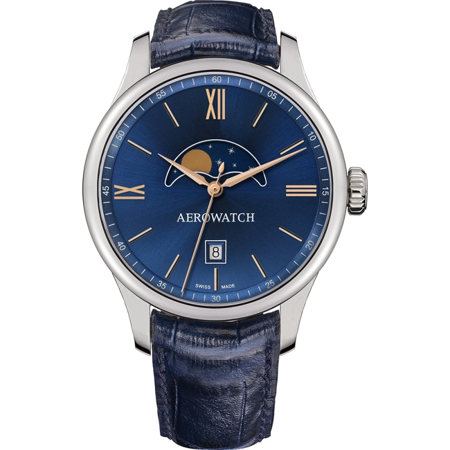 A 08985 AA01 | Aerowatch Renaissance Moon Phase Bleu