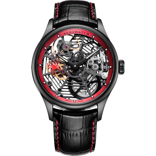 Aerowatch Renaissance Spider Skeleton Schwarz / Rot | A 50981 NO21