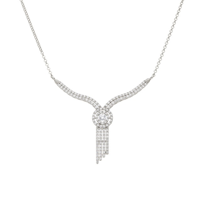 Collier 750/18 K Weissgold mit Zirkonia