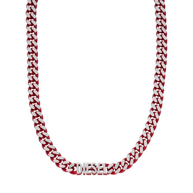 Diesel Halskette Steel Font Red