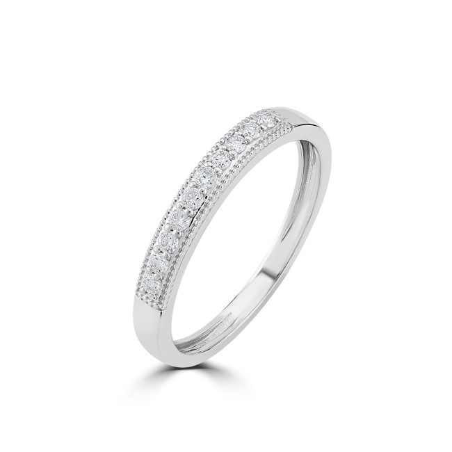 Mémoire-Ring 750/18 K Weissgold mit Diamanten 0.14 ct H/si