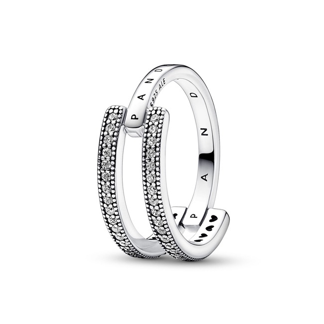 192779C01 | Pandora Signature Bague Double Pavé 925 Argent