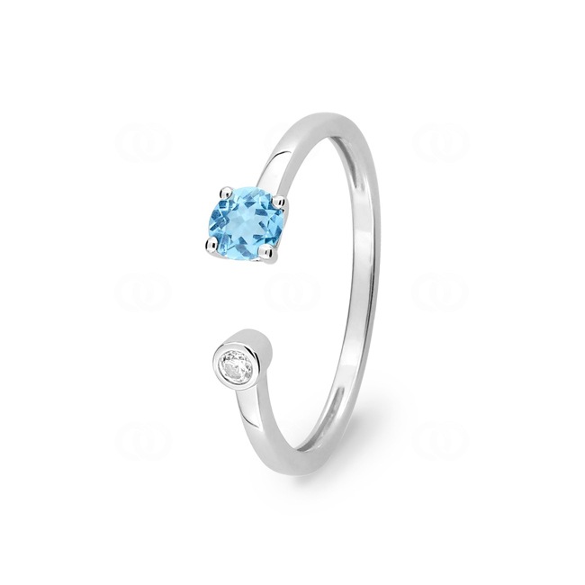 Ring offen 750/18 K Weissgold mit Blautopas & Zirkonia