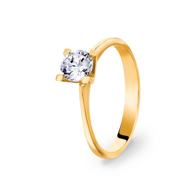Solitärring 750/18 K Gelbgold mit Zirkonia Ø 56