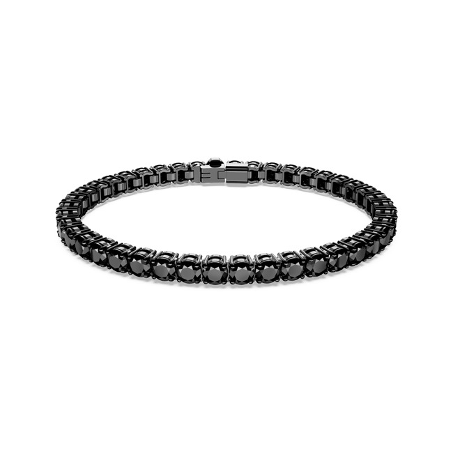 5664150 | Swarovski Matrix Tennis bracelet Round cut, Black, Ruthenium ...