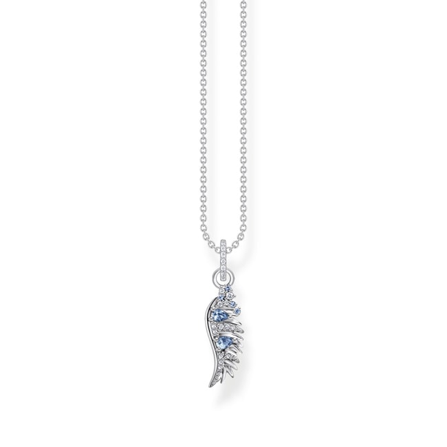 Thomas Sabo Kette Phönix-Flügel mit blauen Steinen silber