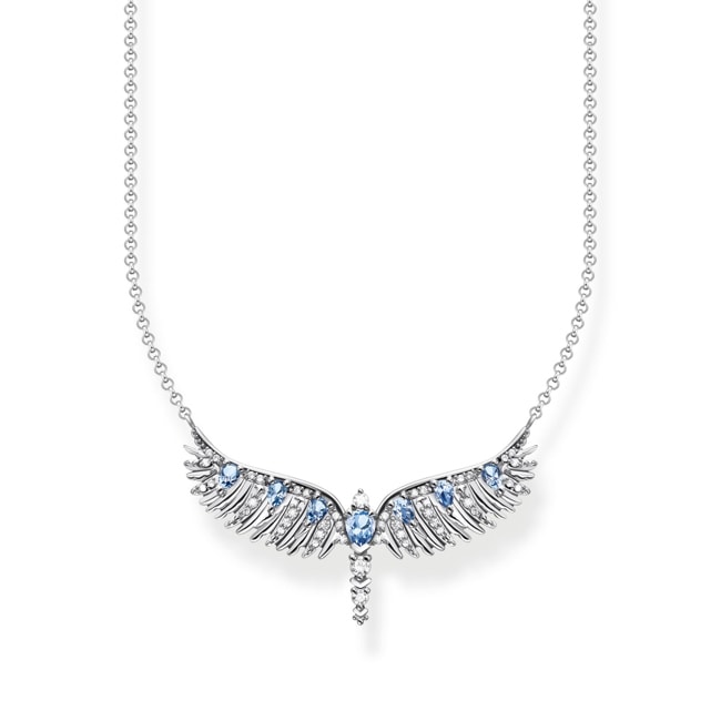 Thomas Sabo Kette Phönix-Flügel mit blauen Steinen silber